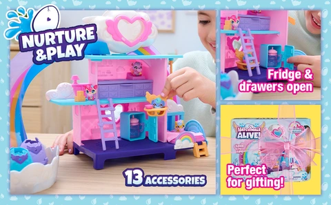 Hatchimals Alive Hatchi Nursery Playset Toy with 4 Mini Figures in Self Hatching Eggs 13 Accessories Kids Toys for Girls and Boys Ages 3 and up Walmart